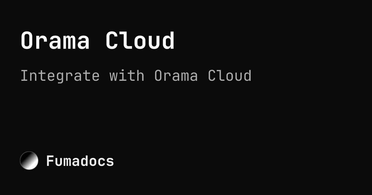 Orama Cloud | Fumadocs